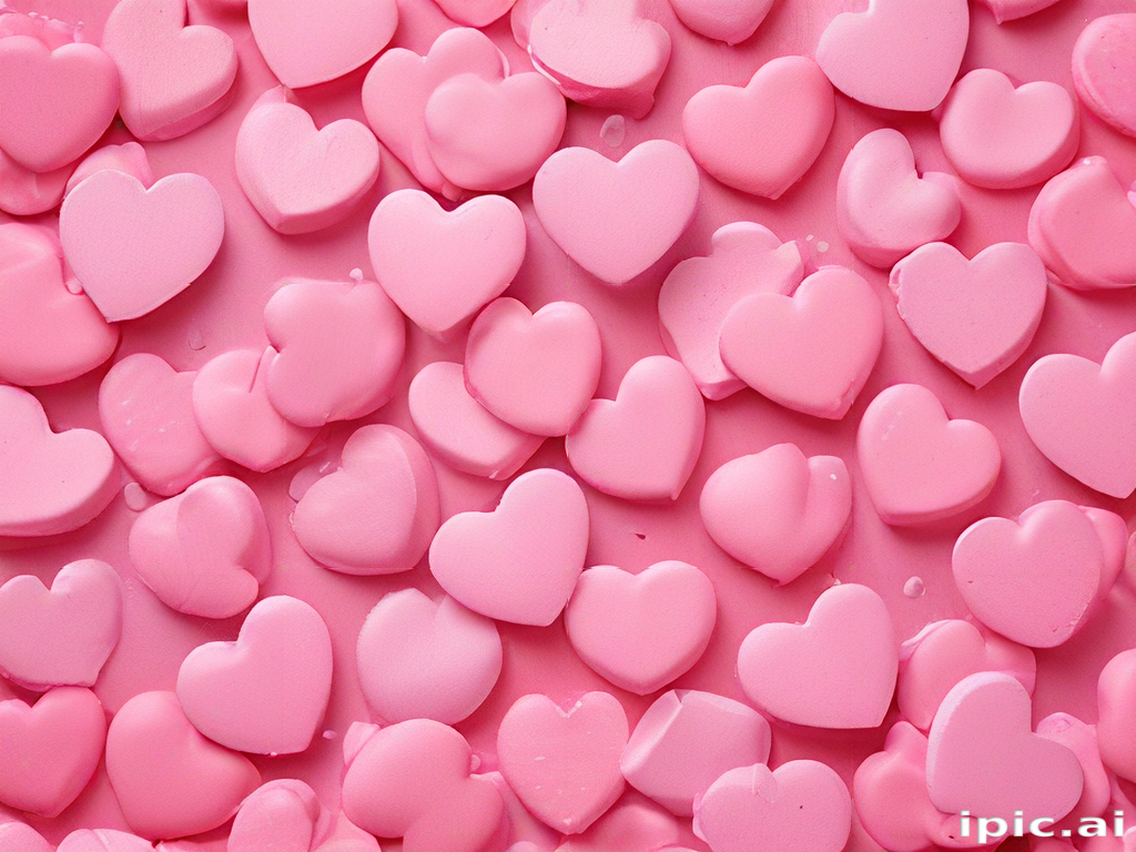 A Colorful Array of Pink Heart-Shaped Items on a Soft Background.