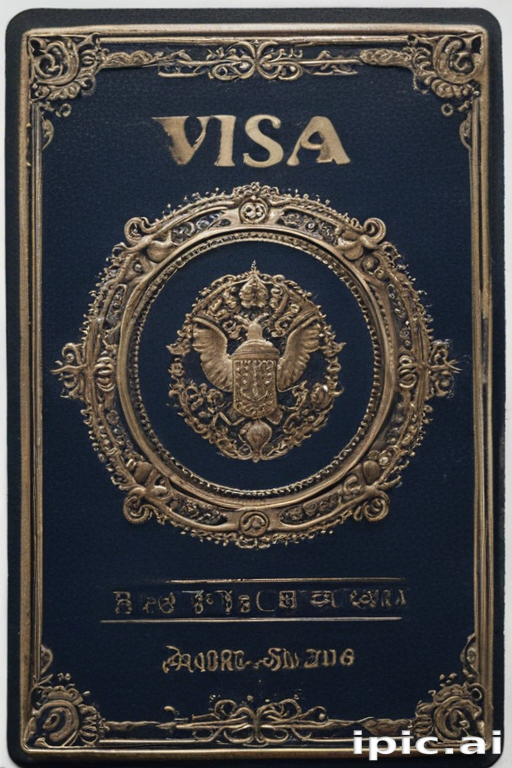 Elegant Visa Card Design Featuring Intricate Gold Embossing and Crest