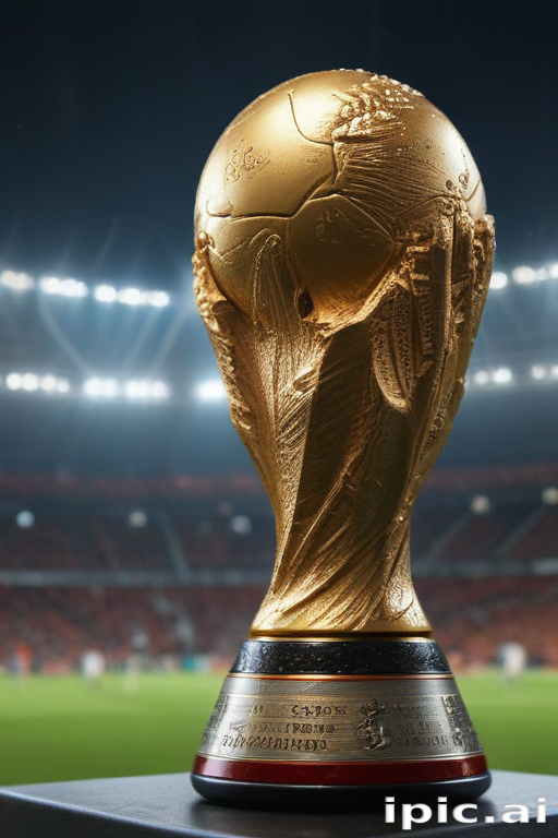 The Prestigious FIFA World Cup Trophy Gleaming Under Stadium Lights