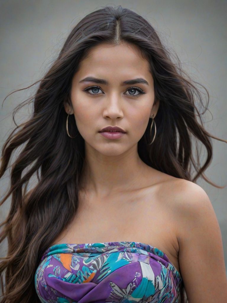 Captivating Portrait of a Young Woman with Flowing Hair Outdoors