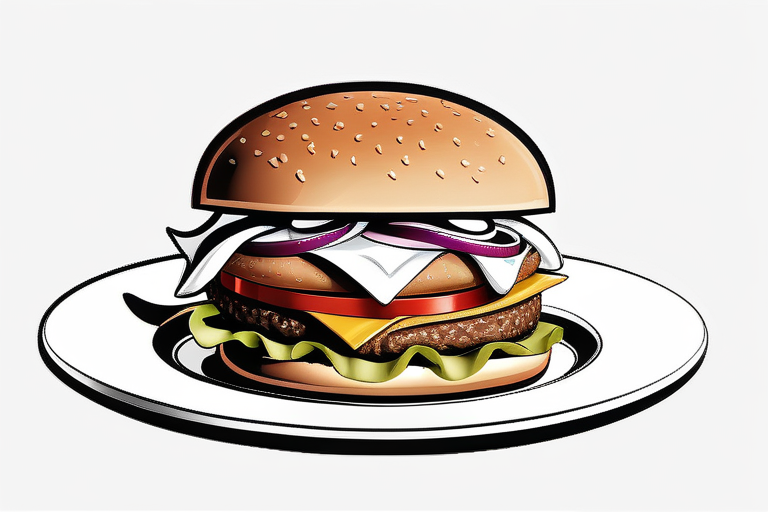 Deliciously Layered Cheeseburger Served on a Plate with Fresh Ingredients