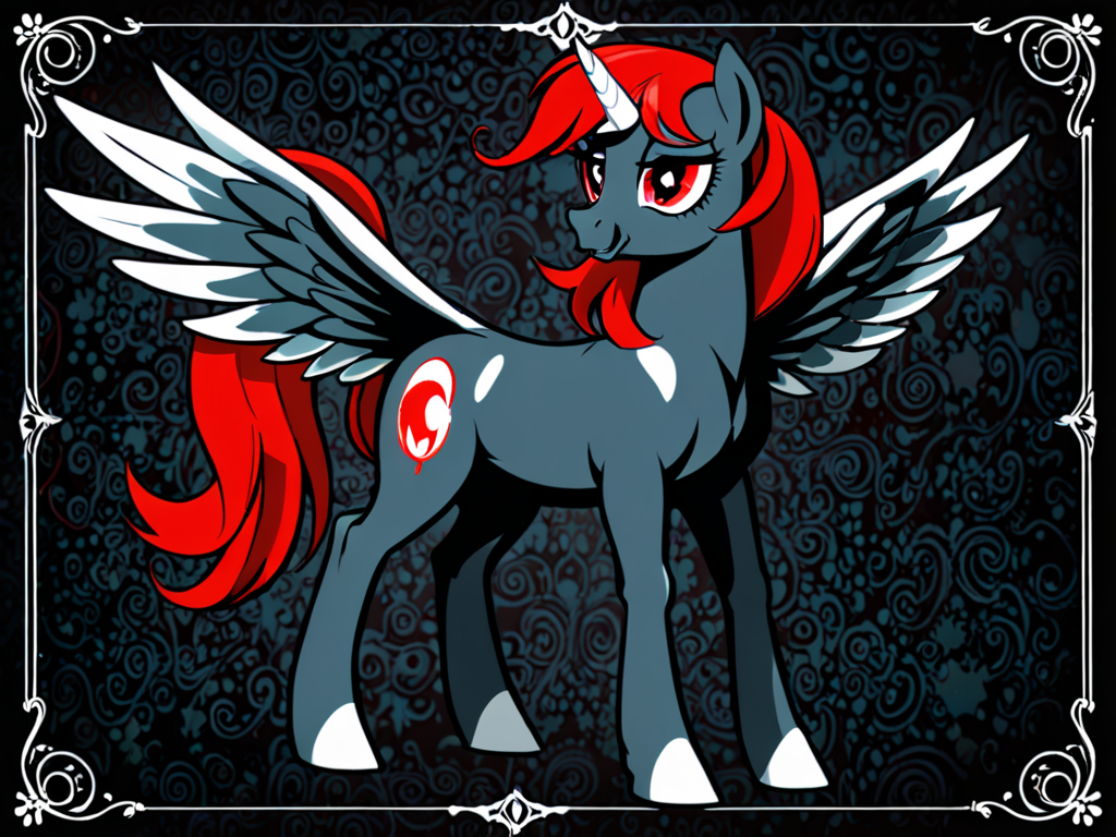 mlp g4 style mare dark alicorn, princess, white markings on face red ...