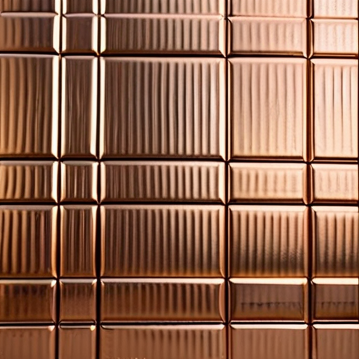 Patterned hammered copper panel full front straight on view