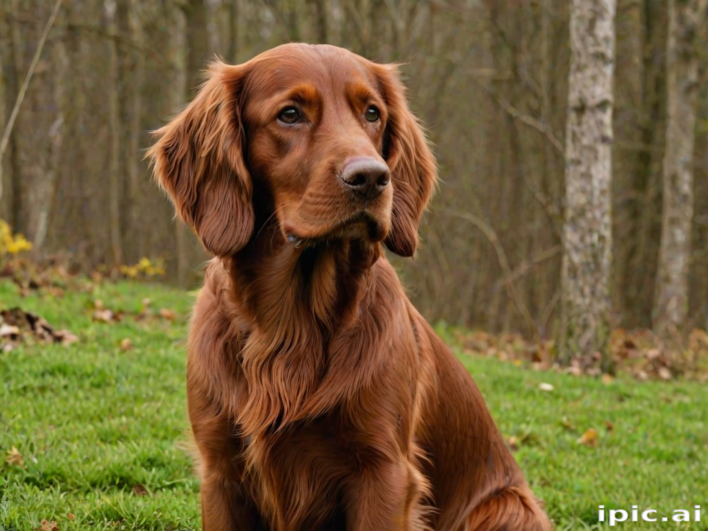 A Beautiful Golden Dog Sitting Gracefully in a Lush Green Forest.
