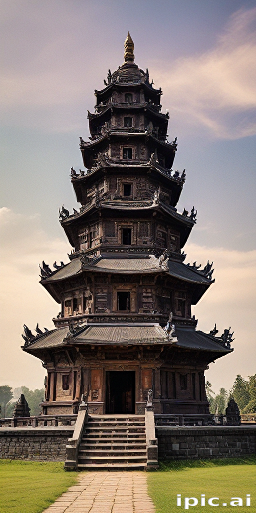 Majestic Ancient Pagoda Surrounded by Lush Greenery and Clear Skies