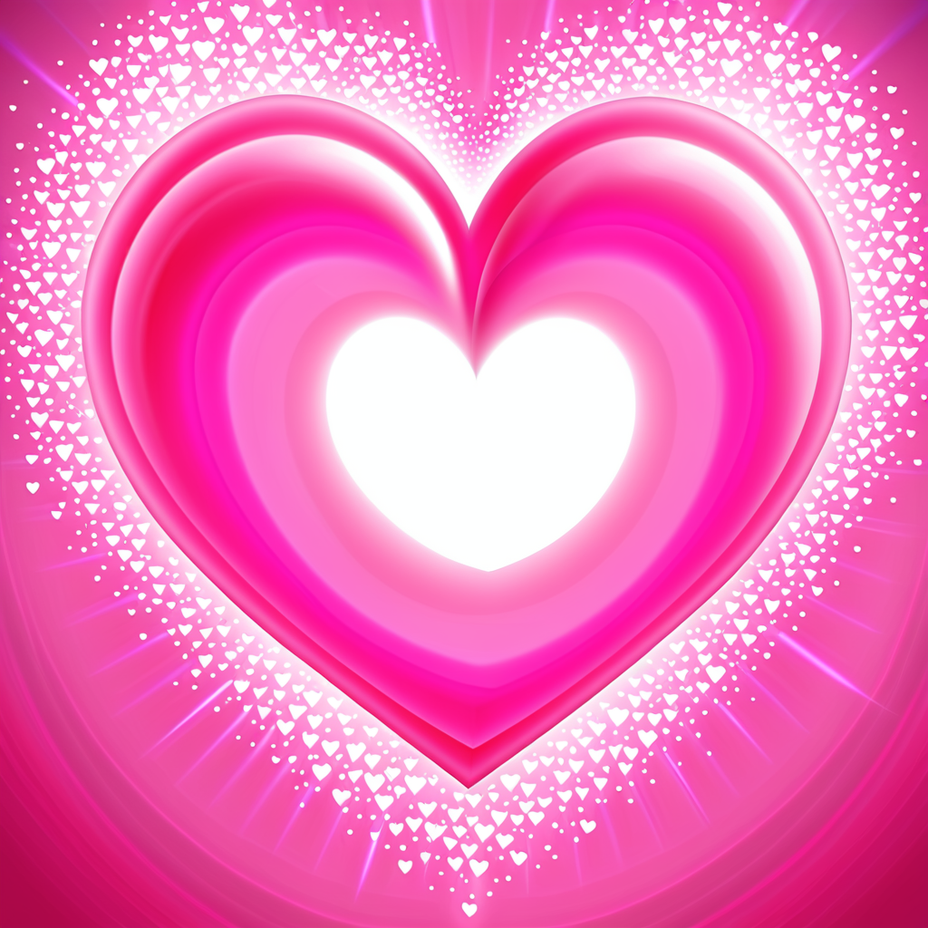 Radiant Pink Heart Surrounded by Sparkling Tiny Hearts and Vibrant Light