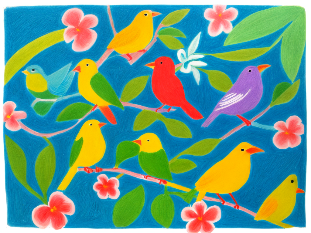 Tropical birds in the style of Henri Matisse