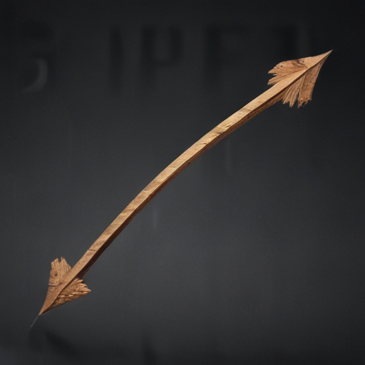 Intricately Carved Wooden Arrow with Distinctive Feathered Fletching ...