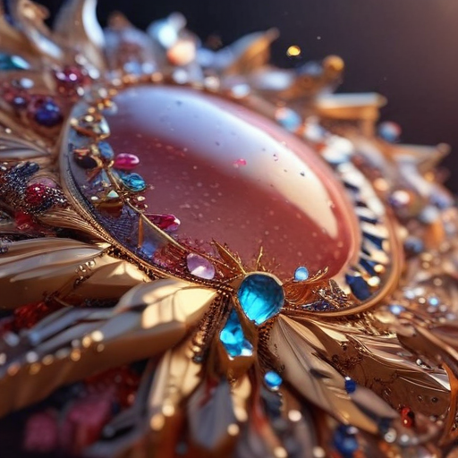 Intricate Golden Brooch Adorned with Colorful Gems and Radiant Design