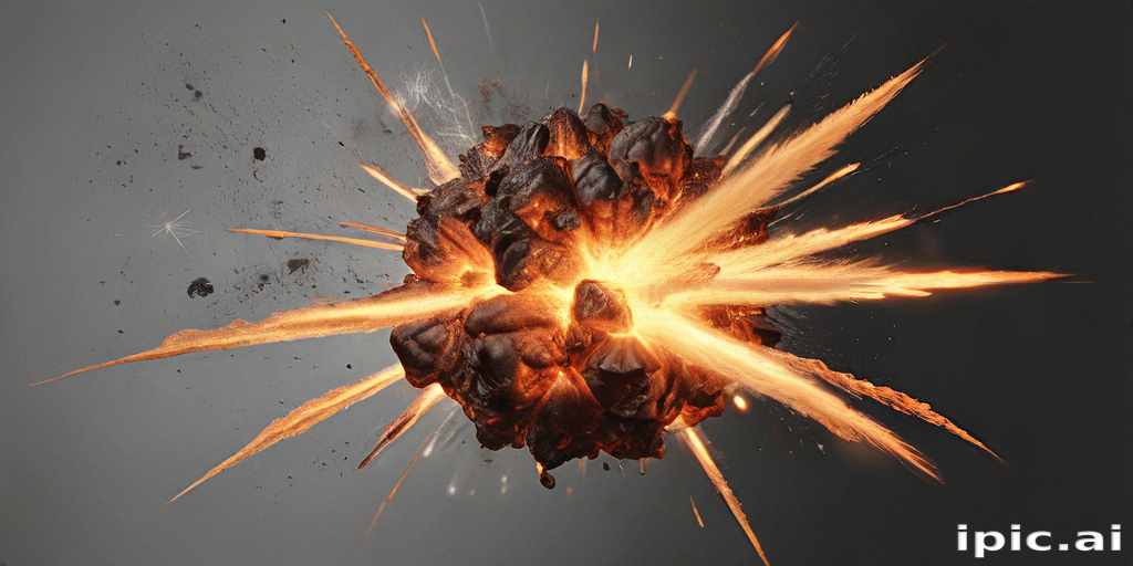 Dynamic Explosion of Fiery Particles from a Dark, Volcanic Rock