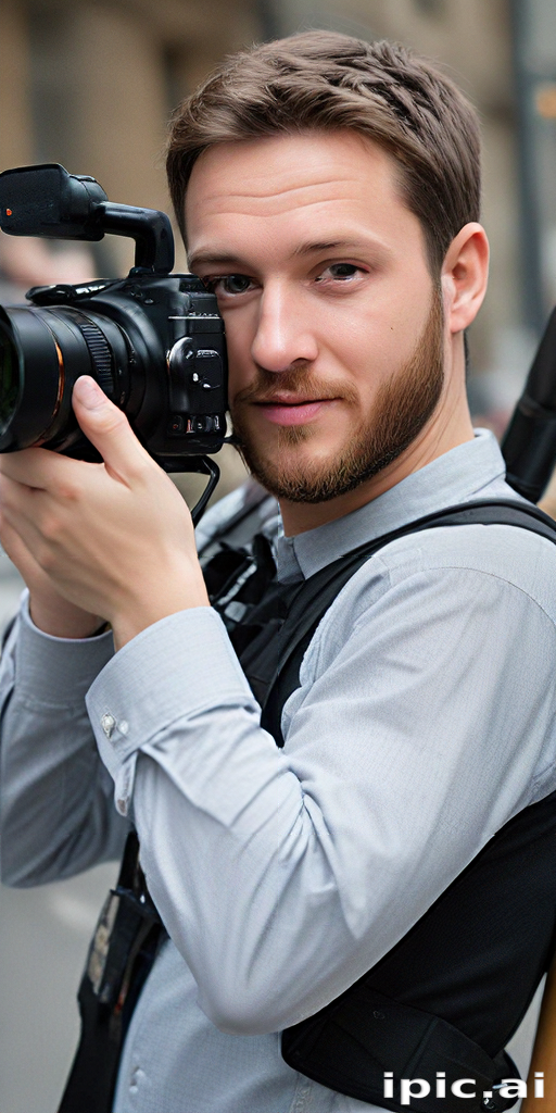 Confident Photographer Capturing Moments with Professional Camera in ...