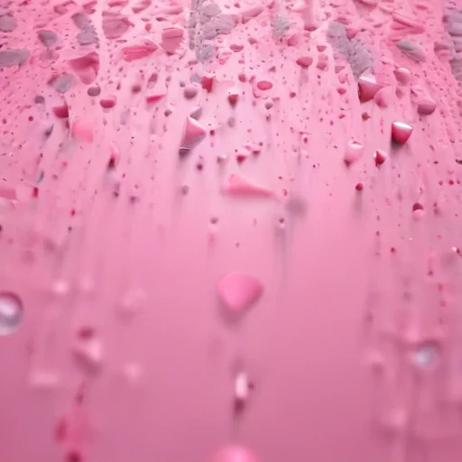 Delicate Pink Surface Adorned with Raindrops and Glimmering Water Beads