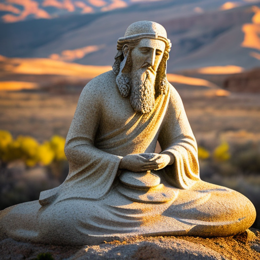 Ancient jewish in desert worship golden calf statue