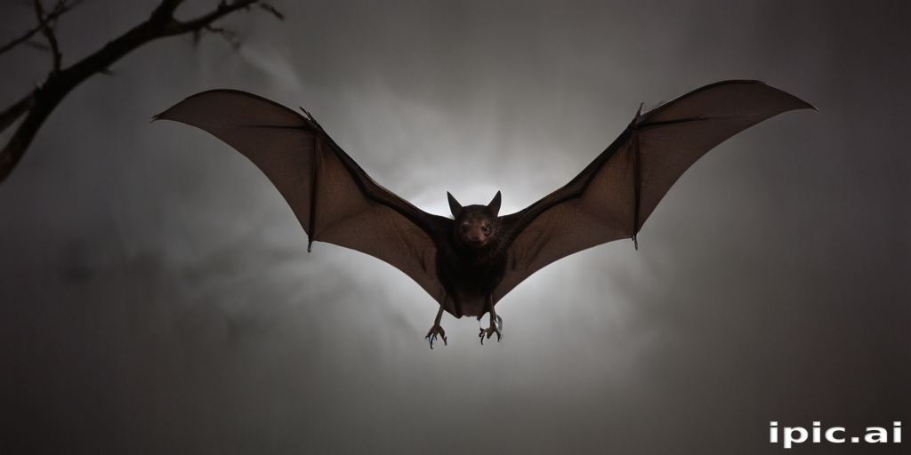 A Majestic Bat Gliding Gracefully Against a Mysterious Moonlit Background.