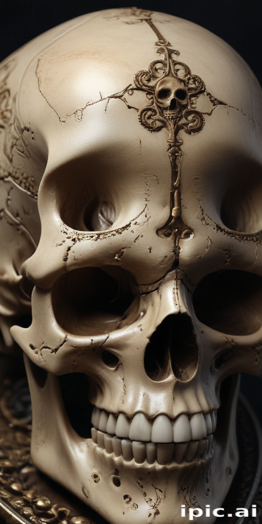 Intricately Designed Skull with Decorative Patterns and Elegant Details
