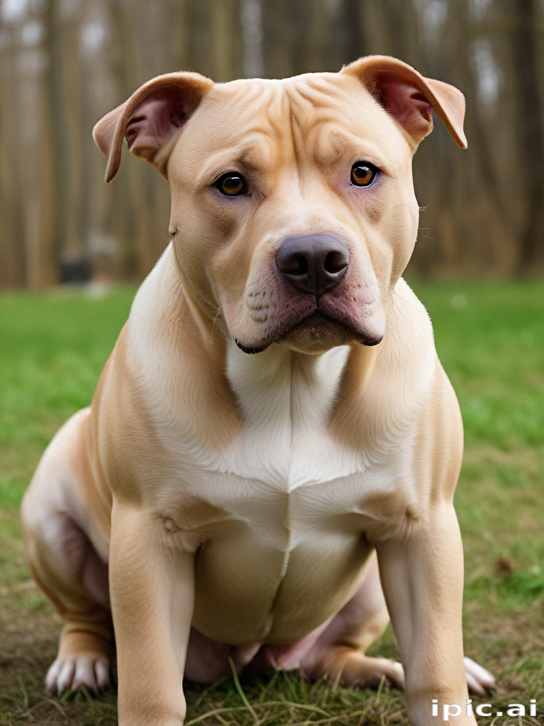 A Beautiful Tan Dog Sitting Gracefully in a Lush Green Park.