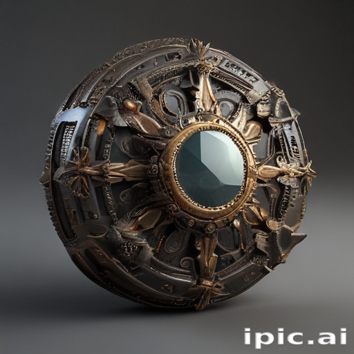 Intricately Designed Shield with a Large Gemstone Centerpiece and ...
