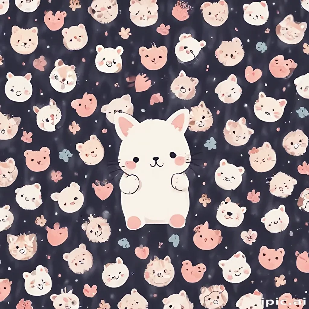 Adorable Cartoon Animals and Cats in a Cute Patterned Background Design