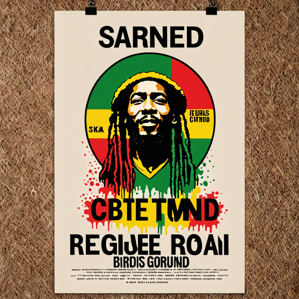burned ground reggae ska aesthetic poster "BAILEMOS"