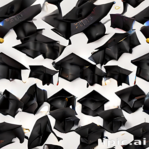 Celebrating Achievement: A Collection of Black Graduation Caps on Display.