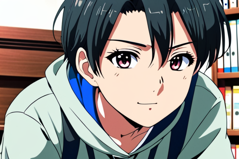 Cute student anime Crouching