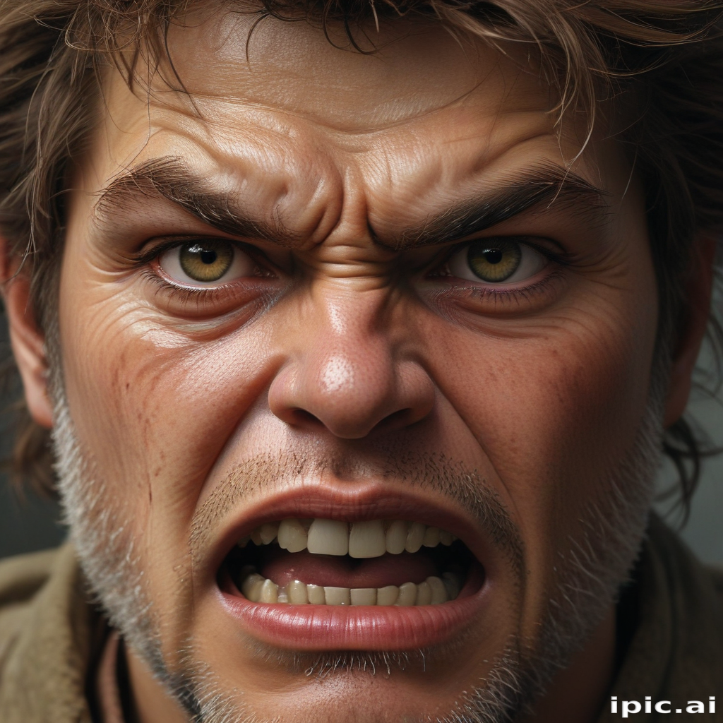 Intense Close-Up of a Man Expressing Raw Anger and Frustration