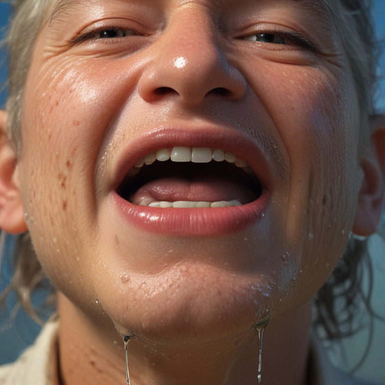 Joyful Moment Captured: A Close-Up of a Person Laughing Heartily