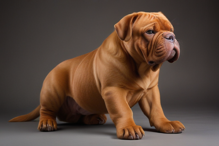 A Majestic Dog with Distinctive Wrinkles Posed Elegantly Against a Dark ...