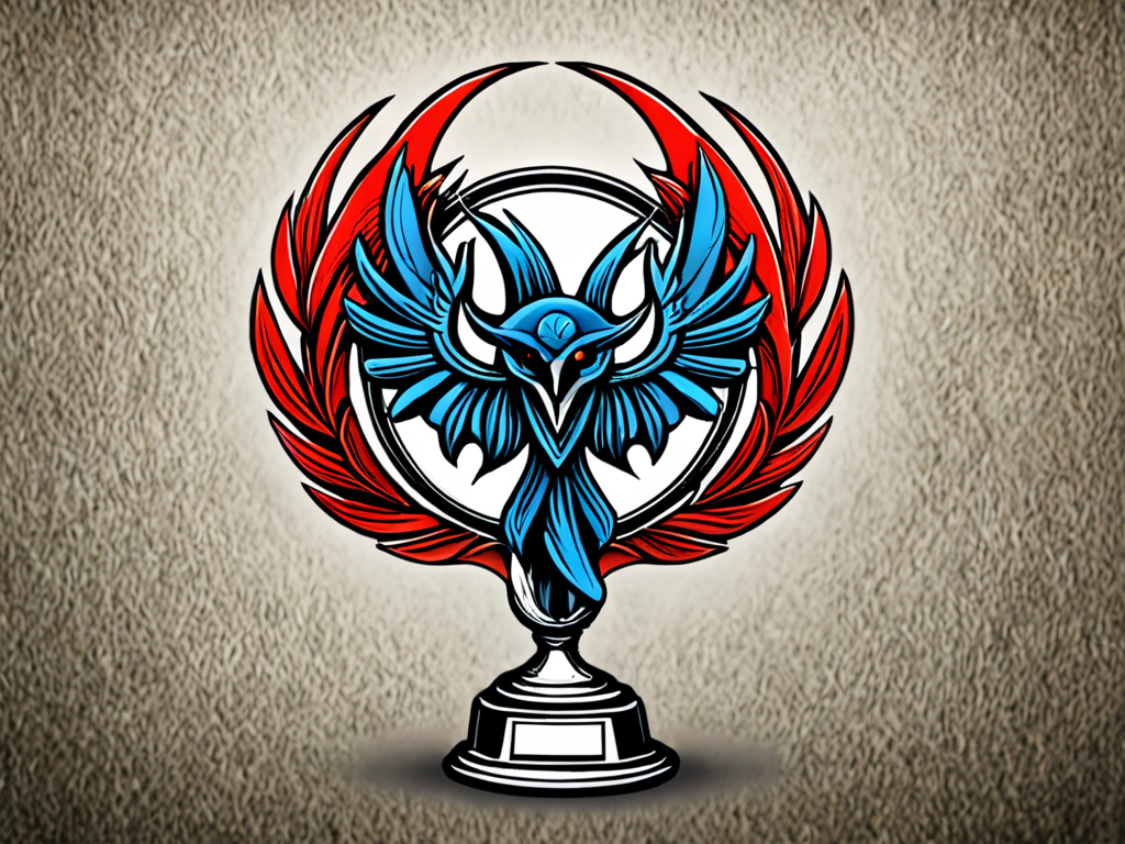 red fenix trophy 2d draw with outh back ground anime style