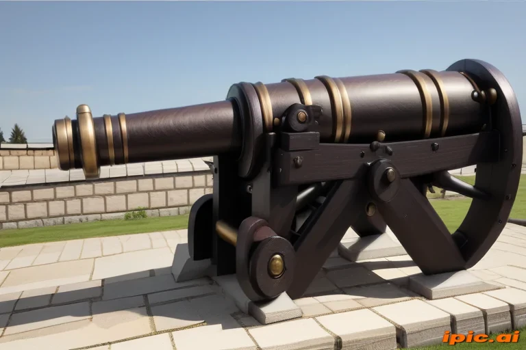 Historical Replica of a Classic Cannon Displayed Against a Clear Sky