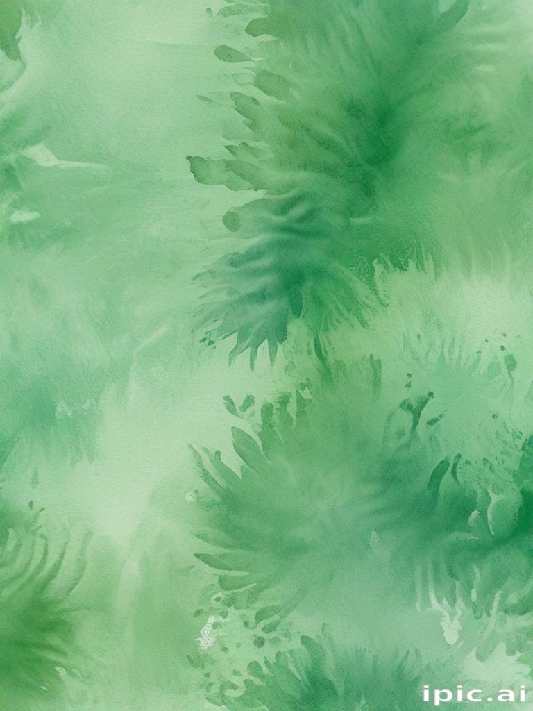 Soft and Serene Green Watercolor Background with Abstract Leafy Patterns