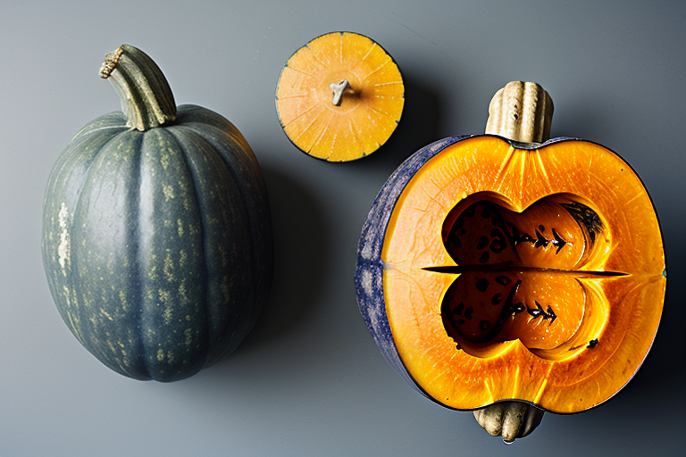Beautifully Cut Pumpkin Displaying Vibrant Orange Flesh Next to Whole ...