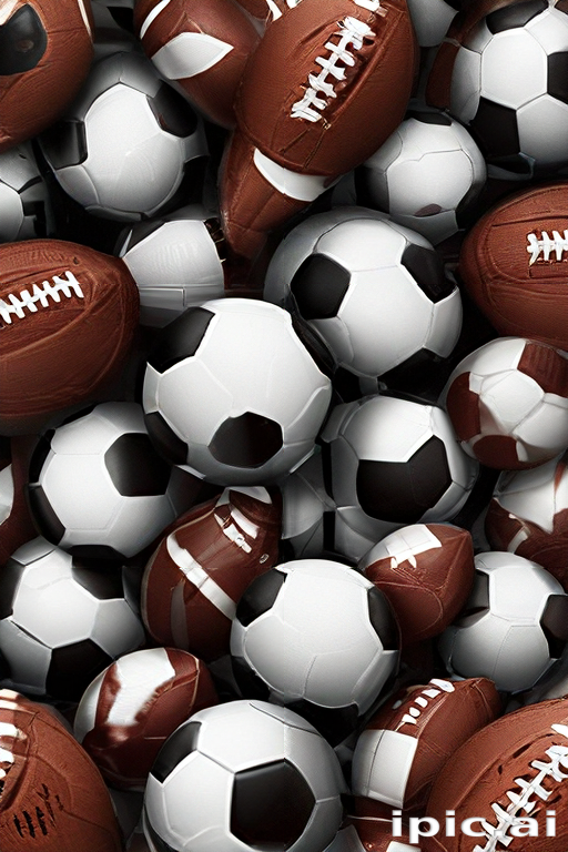 A Colorful Collection of Soccer and Footballs Piled Together in Harmony.