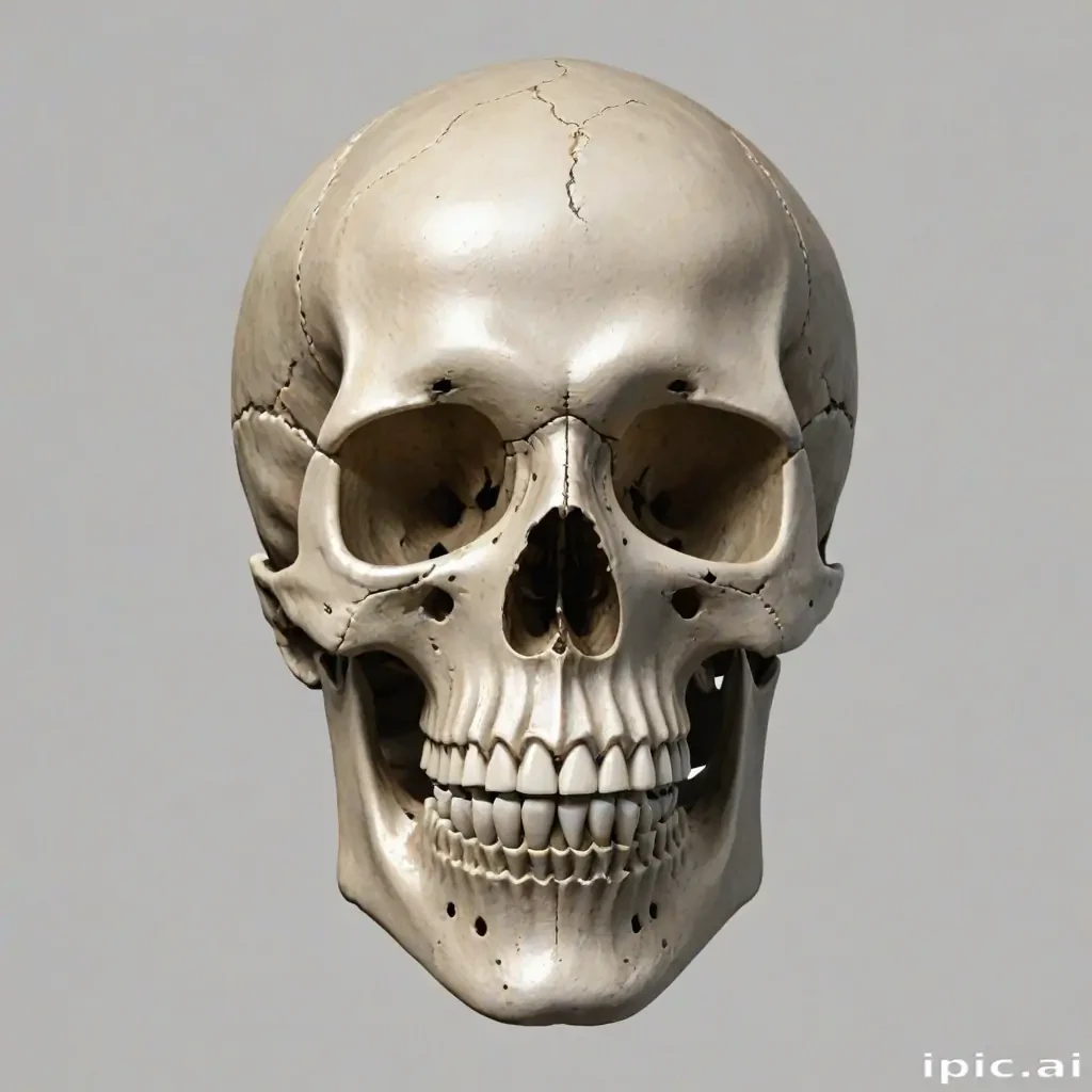 A Detailed Digital Rendering of a Human Skull from Various Angles.