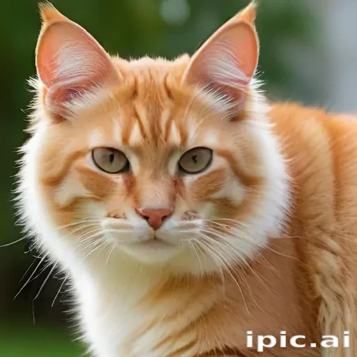 A Majestic Ginger Cat with Fluffy Fur and Striking Green Eyes.