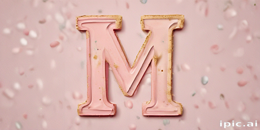 A Beautiful Pink Letter M Decorated with Golden Edges on a Festive ...