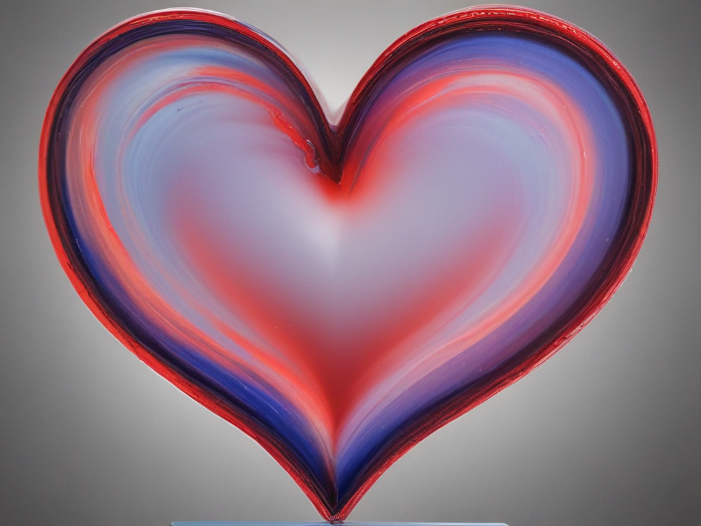 Beautifully Swirled Heart Design in Vibrant Red and Blue Colors
