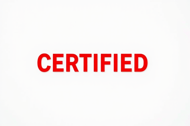 Create a high-resolution image of the word CERTIFIED in bold red ...