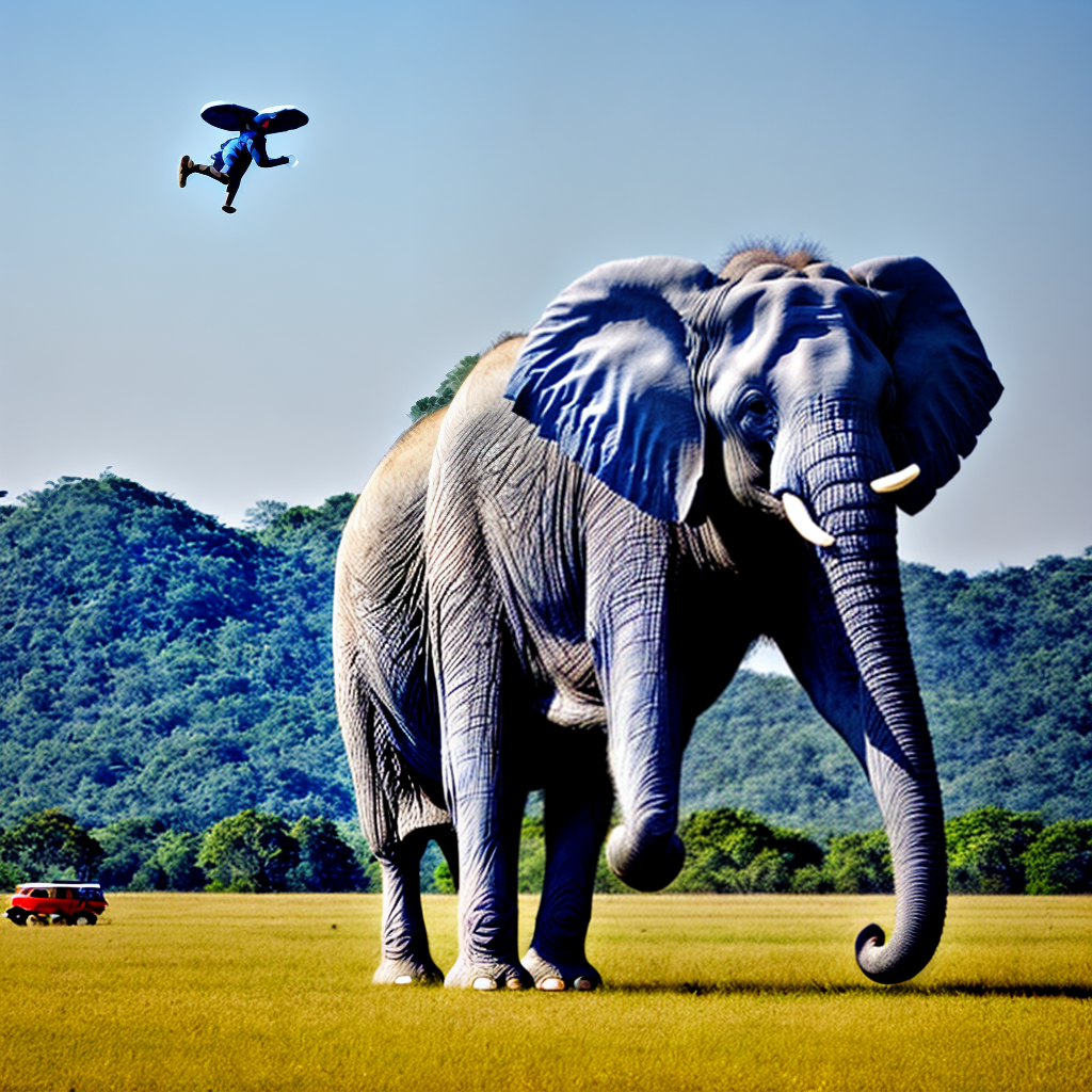 a elephant flying