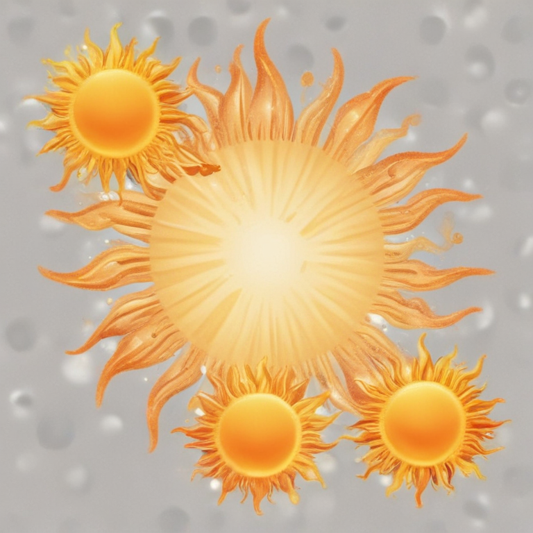 Bright and Vibrant Sun Illustrations Radiating Warmth Against a Gray ...