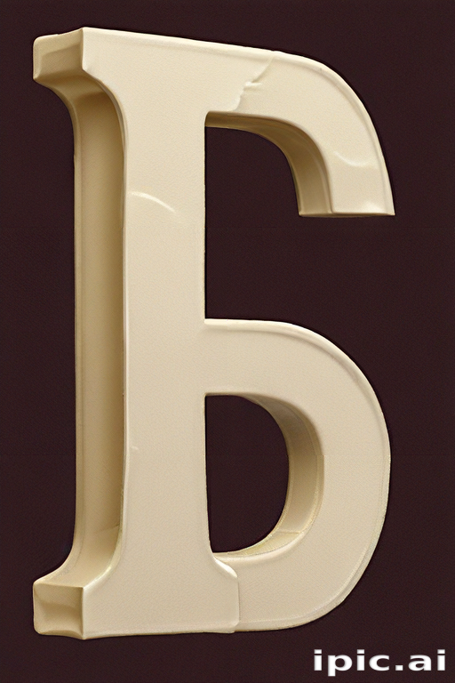 Three-Dimensional Decorative Letter 'Б' in Elegant Cream Color Design