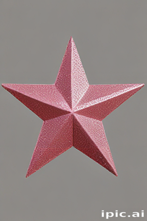 Shiny Pink Star with Textured Surface Against a Neutral Background