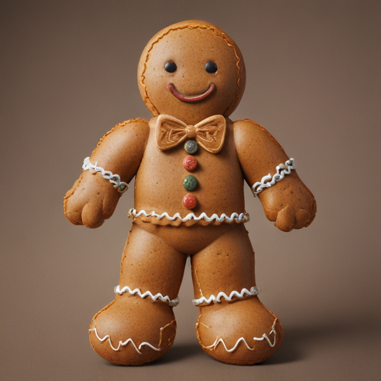 A Cheerful Gingerbread Man Decorated with Colorful Icing and Accessories.