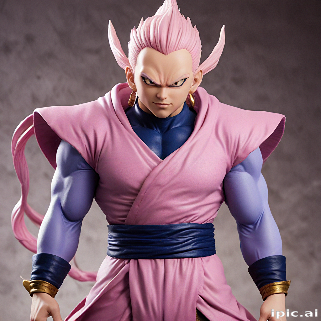Dynamic Action Figure of a Powerful Character with Striking Pink Hair