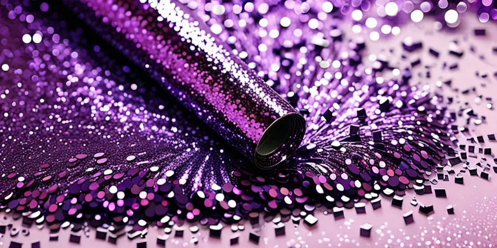 Vibrant Purple Glitter and Sequins Create a Festive, Sparkling Scene