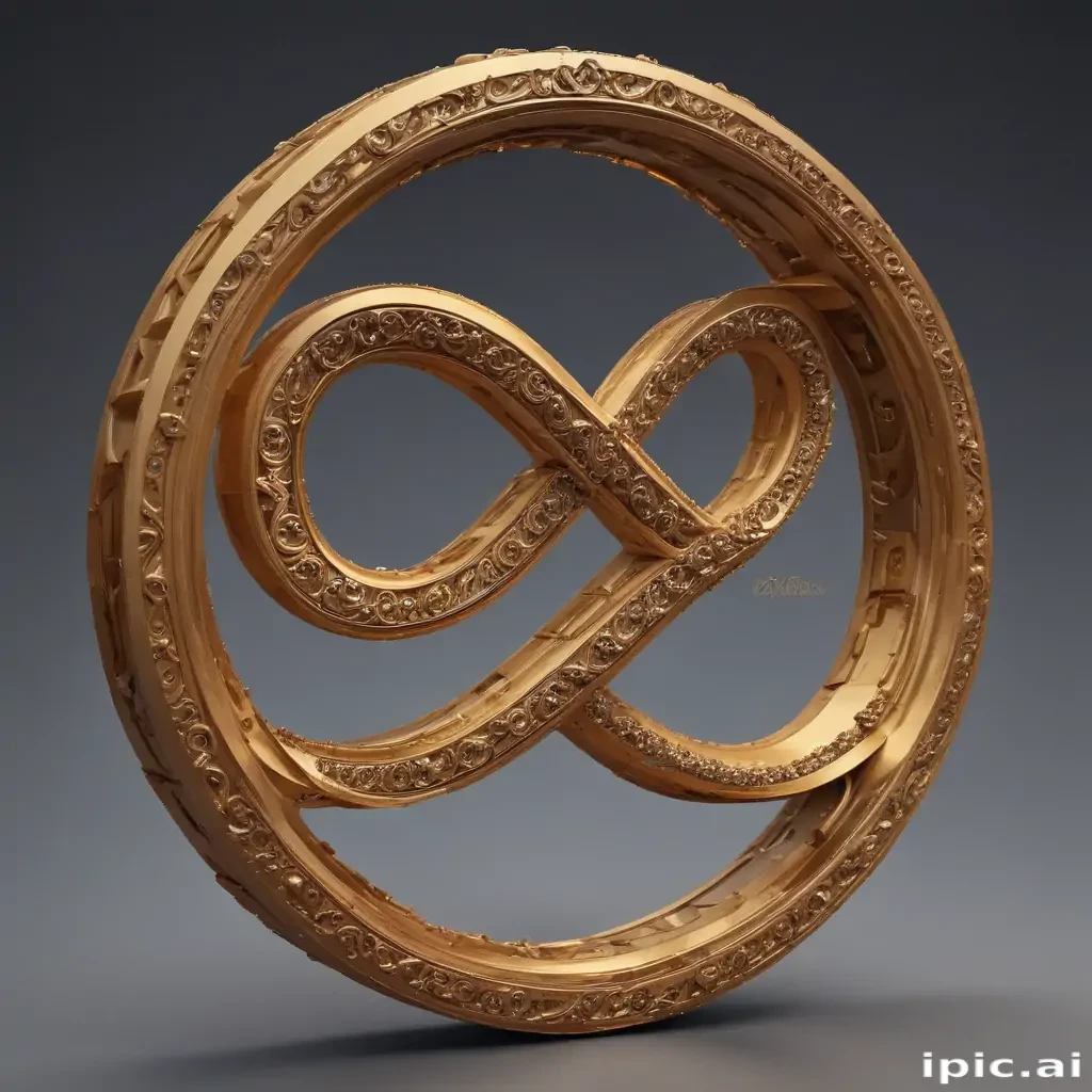 Intricate Golden Sculpture of an Infinity Symbol with Elegant Patterns
