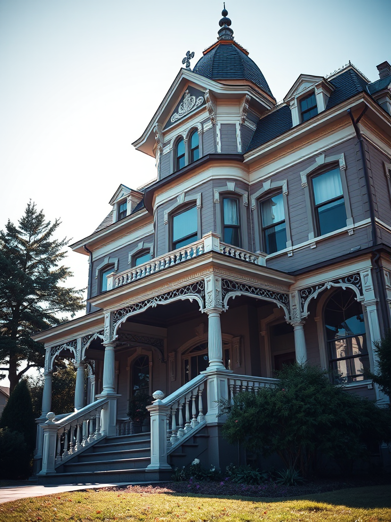 Beautiful Victorian House with Intricate Architecture and Lush Surroundings