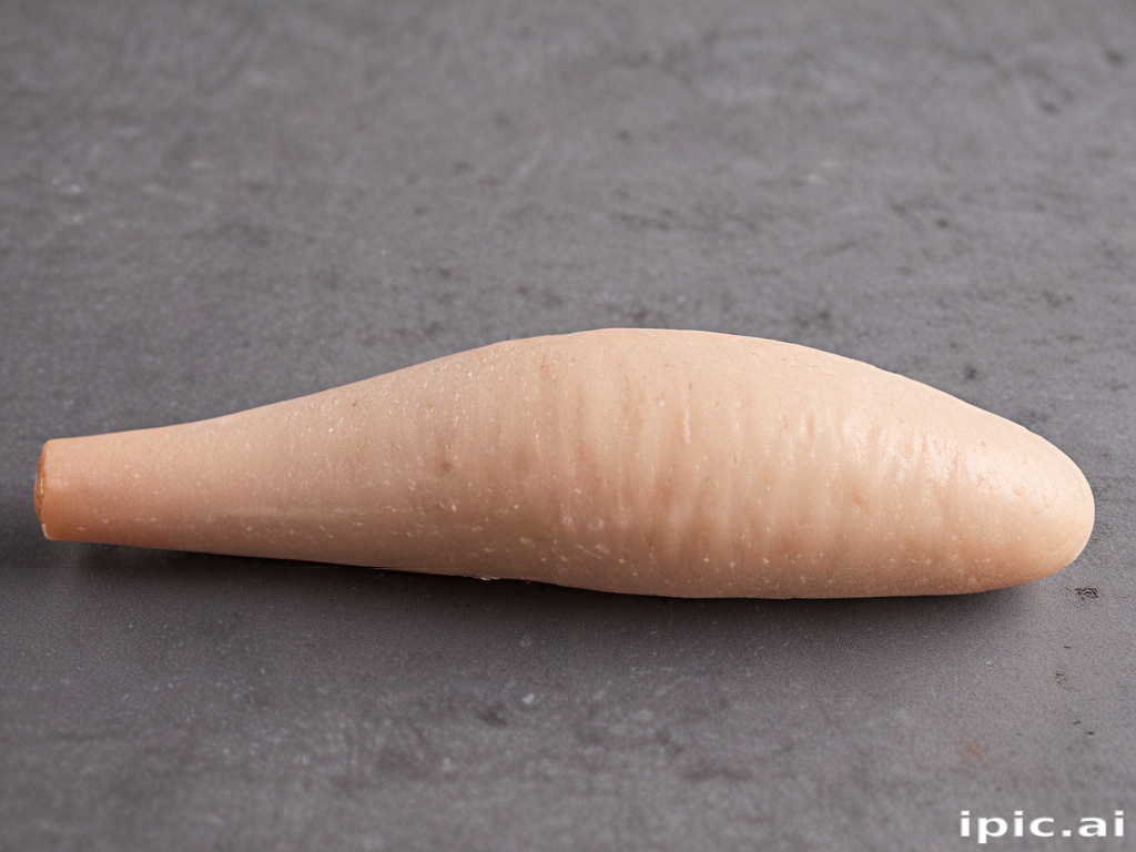 Unusual Object Resembling a Carrot, Featuring Smooth, Flesh-Toned Texture