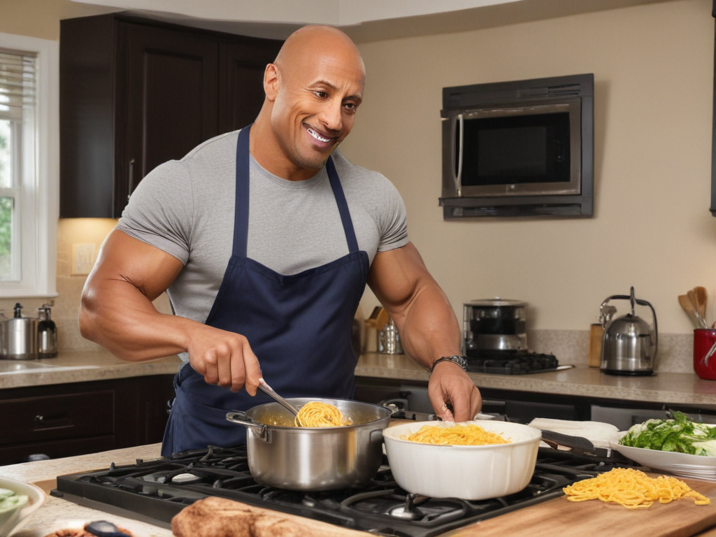 Dwayne Johnson cooking spaghetti