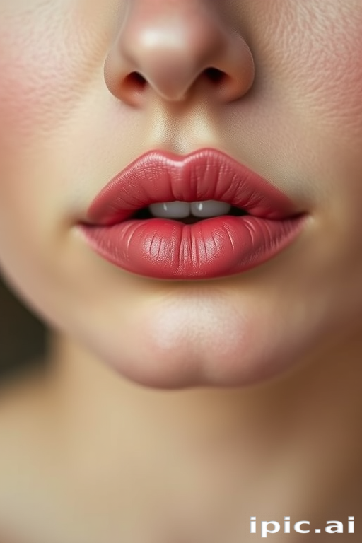 Close-Up of a Beautiful Model's Soft and Luscious Lip Color